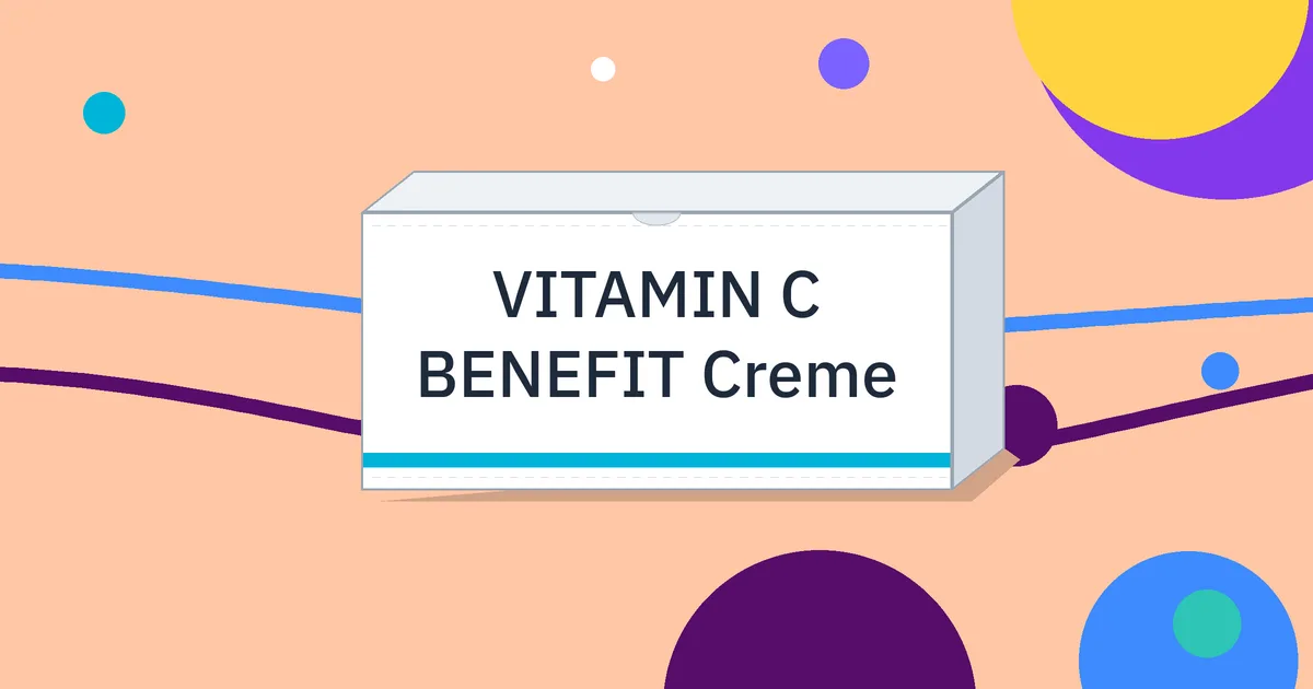 Symbolbild: Packung mit der Aufschrift VITAMIN C BENEFIT Creme (PZN 15382415) – Verfügbarkeit und Bezug in Apotheken in Frankfurt am Main