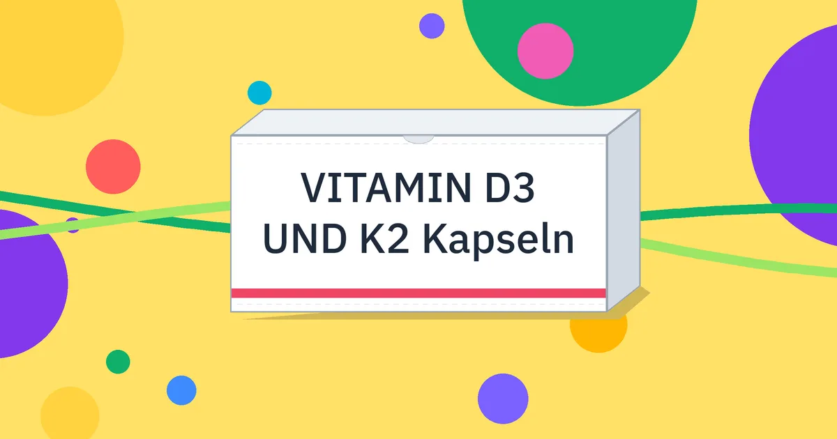 Symbolbild: Packung mit der Aufschrift VITAMIN D3 UND K2 Kapseln (PZN 18427584) – Verfügbarkeit und Bezug in Apotheken in Frankfurt am Main