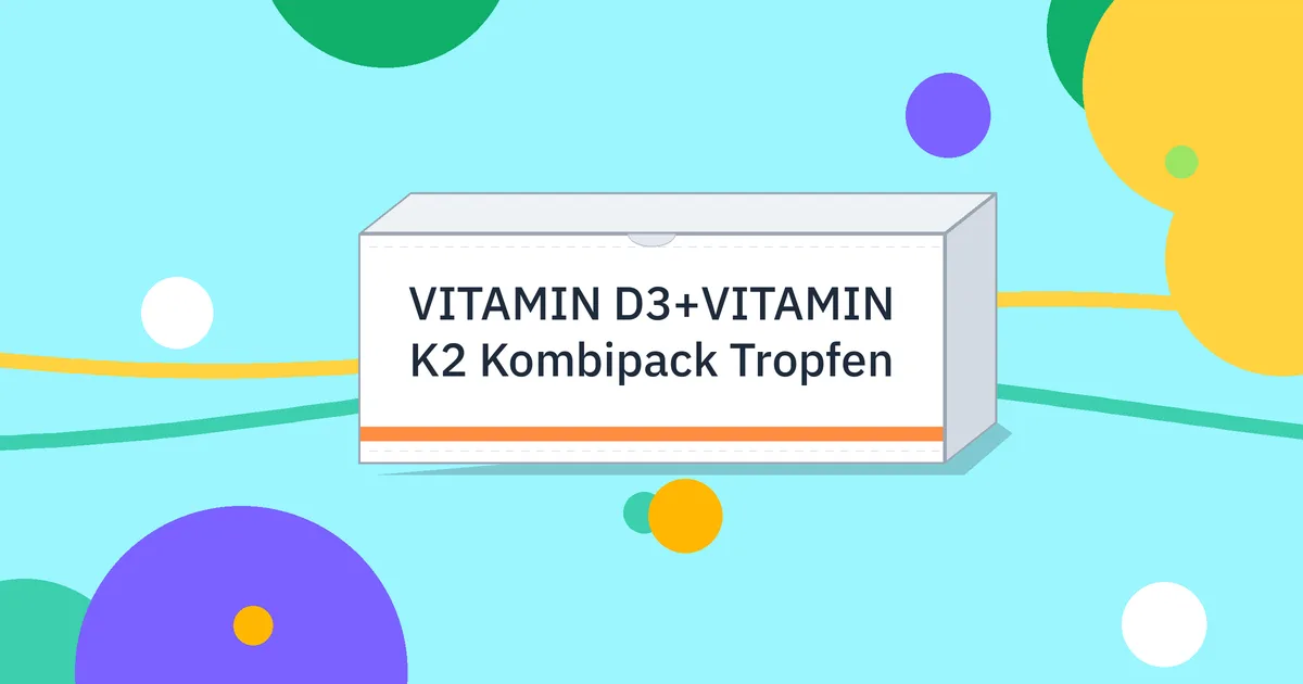 Symbolbild: Packung mit der Aufschrift VITAMIN D3+VITAMIN K2 Kombipack Tropfen (PZN 12911008) – Verfügbarkeit und Bezug in Apotheken in Frankfurt am Main