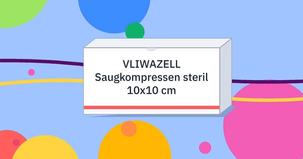 Symbolbild: Packung mit der Aufschrift VLIWAZELL Saugkompressen steril 10x10 cm (PZN 18364381) – Verfügbarkeit und Bezug in Apotheken in Frankfurt am Main