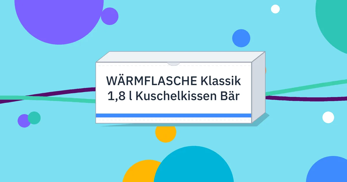 Symbolbild: Packung mit der Aufschrift WÄRMFLASCHE Klassik 1,8 l Kuschelkissen Bär (PZN 17579547) – Verfügbarkeit und Bezug in Apotheken in Frankfurt am Main