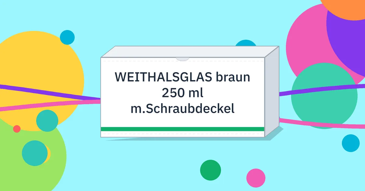 Symbolbild: Packung mit der Aufschrift WEITHALSGLAS braun 250 ml m.Schraubdeckel (PZN 10146940) – Verfügbarkeit und Bezug in Apotheken in Frankfurt am Main