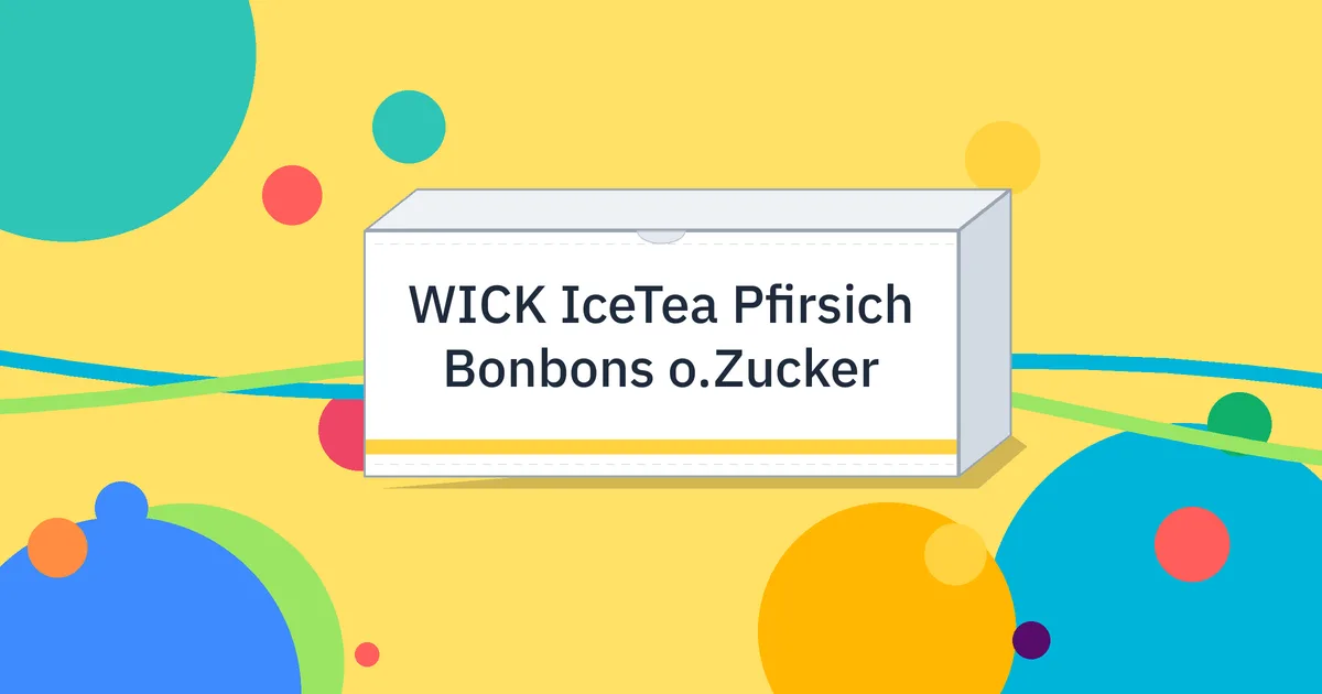 Symbolbild: Packung mit der Aufschrift WICK IceTea Pfirsich Bonbons o.Zucker (PZN 18165670) – Verfügbarkeit und Bezug in Apotheken in Frankfurt am Main