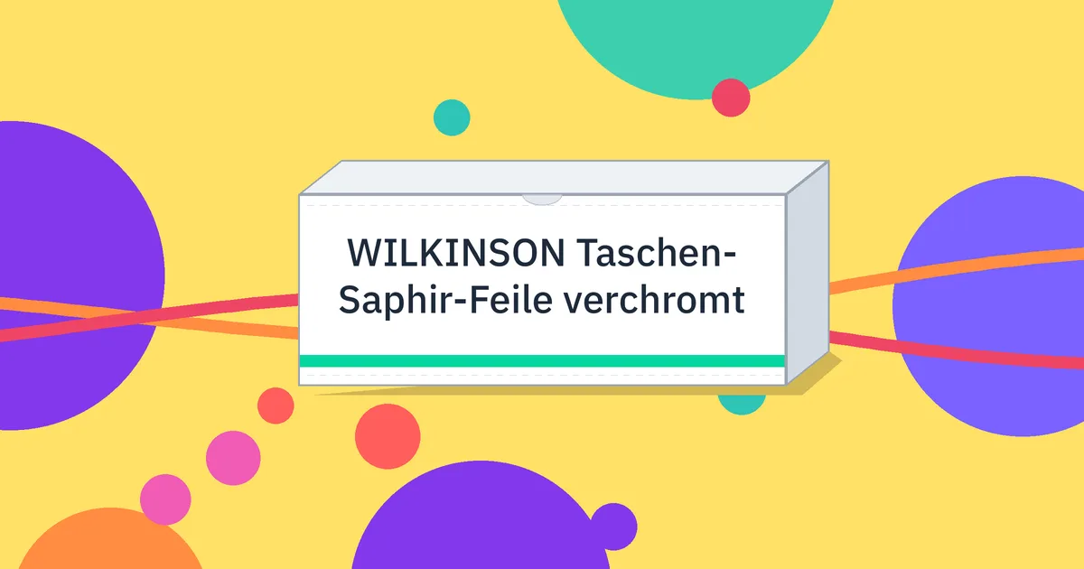 Symbolbild: Packung mit der Aufschrift WILKINSON Taschen-Saphir-Feile verchromt (PZN 07201919) – Verfügbarkeit und Bezug in Apotheken in Frankfurt am Main