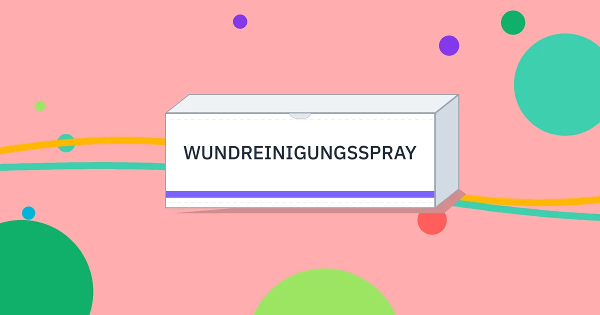 Symbolbild: Packung mit der Aufschrift WUNDREINIGUNGSSPRAY (PZN 01272798) – Verfügbarkeit und Bezug in Apotheken in Frankfurt am Main