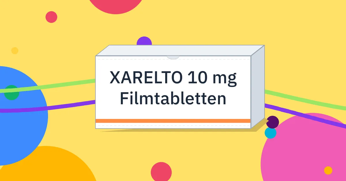 Symbolbild: Packung mit der Aufschrift XARELTO 10 mg Filmtabletten (PZN 07572633) – Verfügbarkeit und Bezug in Apotheken in Frankfurt am Main