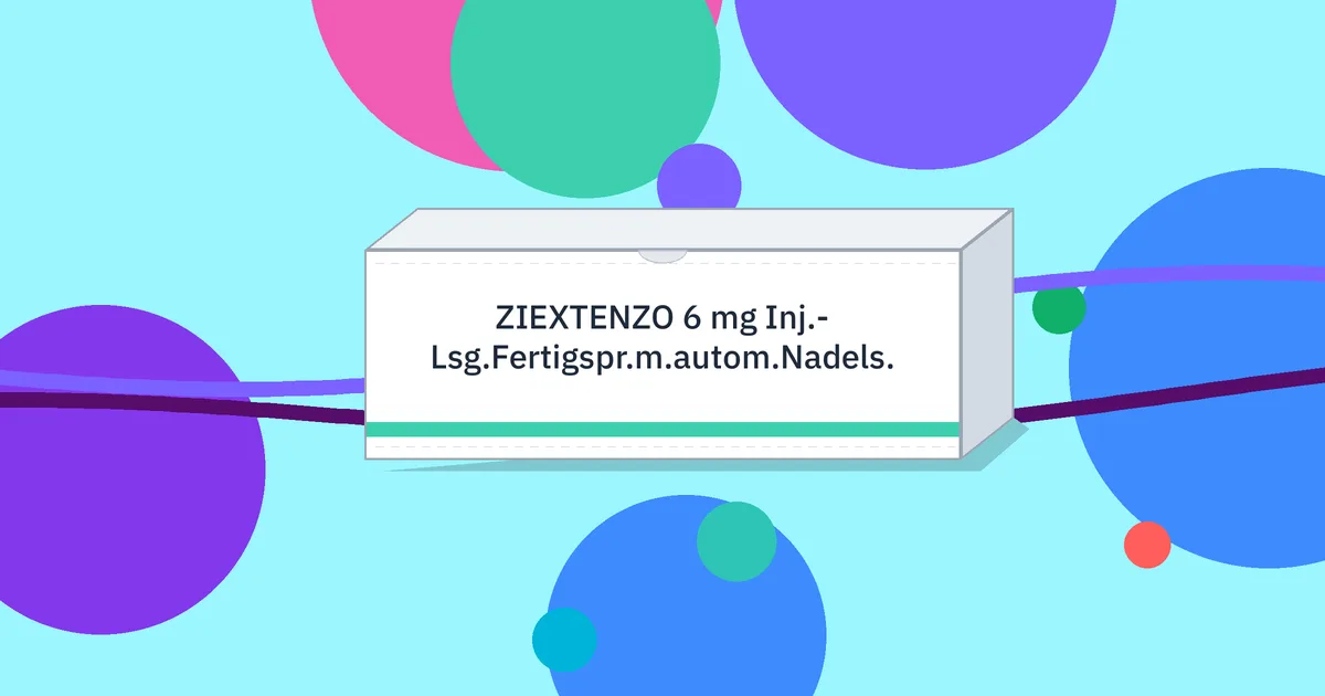 Symbolbild: Packung mit der Aufschrift ZIEXTENZO 6 mg Inj.-Lsg.Fertigspr.m.autom.Nadels. (PZN 16007458) – Verfügbarkeit und Bezug in Apotheken in Frankfurt am Main