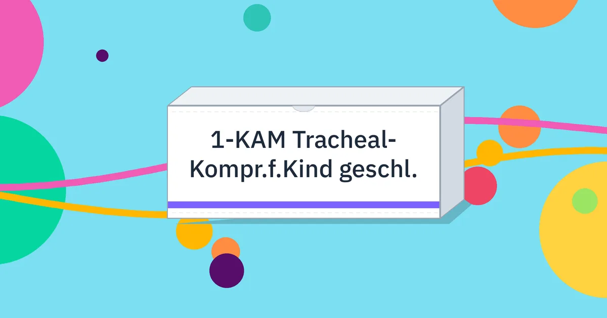 Symbolbild: Packung mit der Aufschrift 1-KAM Tracheal-Kompr.f.Kind geschl. (PZN 00500642) – Verfügbarkeit und Bezug in Apotheken in Frankfurt am Main