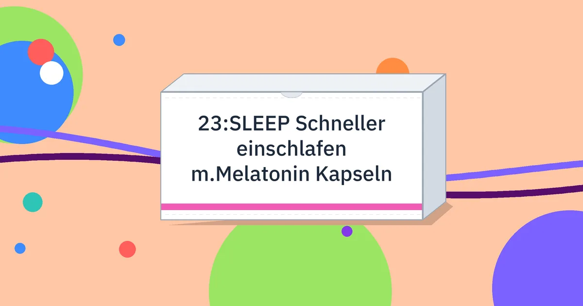 Symbolbild: Packung mit der Aufschrift 23:SLEEP Schneller einschlafen m.Melatonin Kapseln (PZN 18270728) – Verfügbarkeit und Bezug in Apotheken in Frankfurt am Main