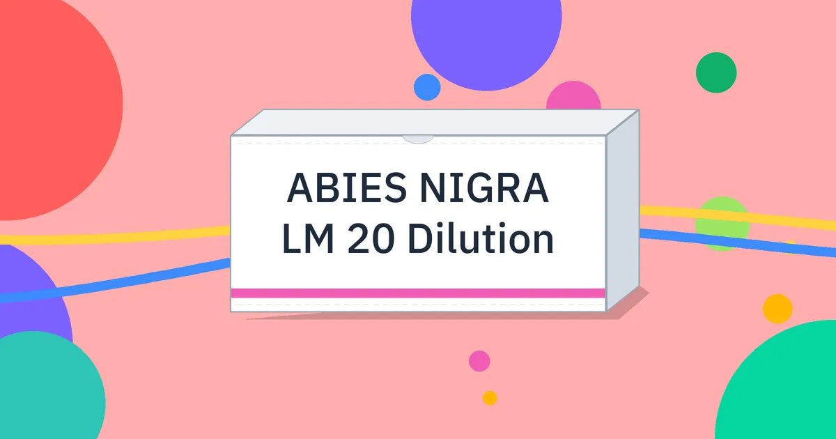 Symbolbild: Packung mit der Aufschrift ABIES NIGRA LM 20 Dilution (PZN 13260599) – Verfügbarkeit und Bezug in Apotheken in Frankfurt am Main
