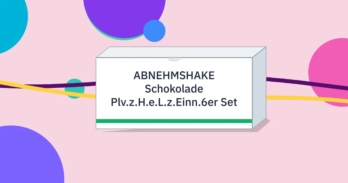 Symbolbild: Packung mit der Aufschrift ABNEHMSHAKE Schokolade Plv.z.H.e.L.z.Einn.6er Set (PZN 20098202) – Verfügbarkeit und Bezug in Apotheken in Frankfurt am Main