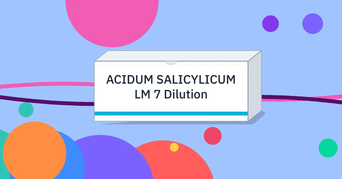 Symbolbild: Packung mit der Aufschrift ACIDUM SALICYLICUM LM 7 Dilution (PZN 13281868) – Verfügbarkeit und Bezug in Apotheken in Frankfurt am Main