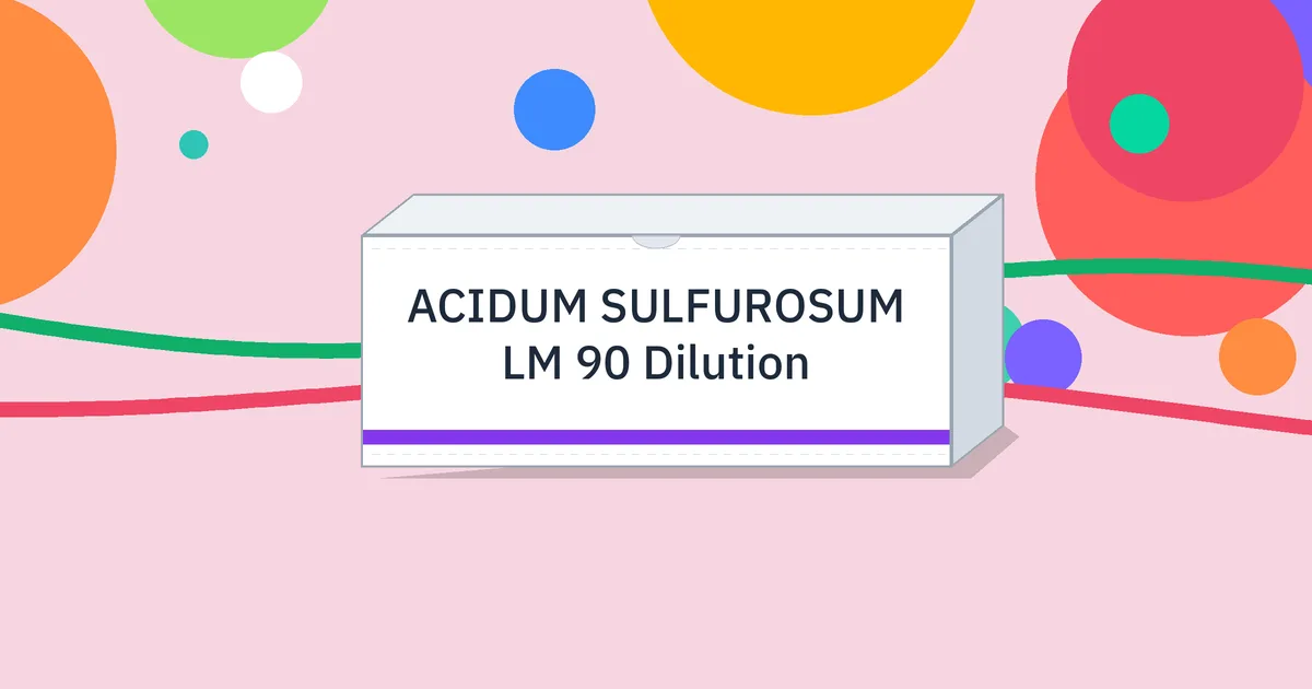 Symbolbild: Packung mit der Aufschrift ACIDUM SULFUROSUM LM 90 Dilution (PZN 13285352) – Verfügbarkeit und Bezug in Apotheken in Frankfurt am Main