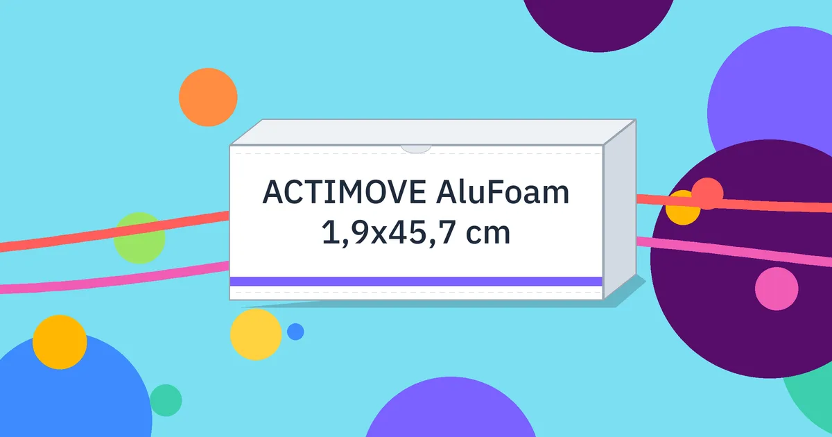 Symbolbild: Packung mit der Aufschrift ACTIMOVE AluFoam 1,9x45,7 cm (PZN 06913753) – Verfügbarkeit und Bezug in Apotheken in Frankfurt am Main