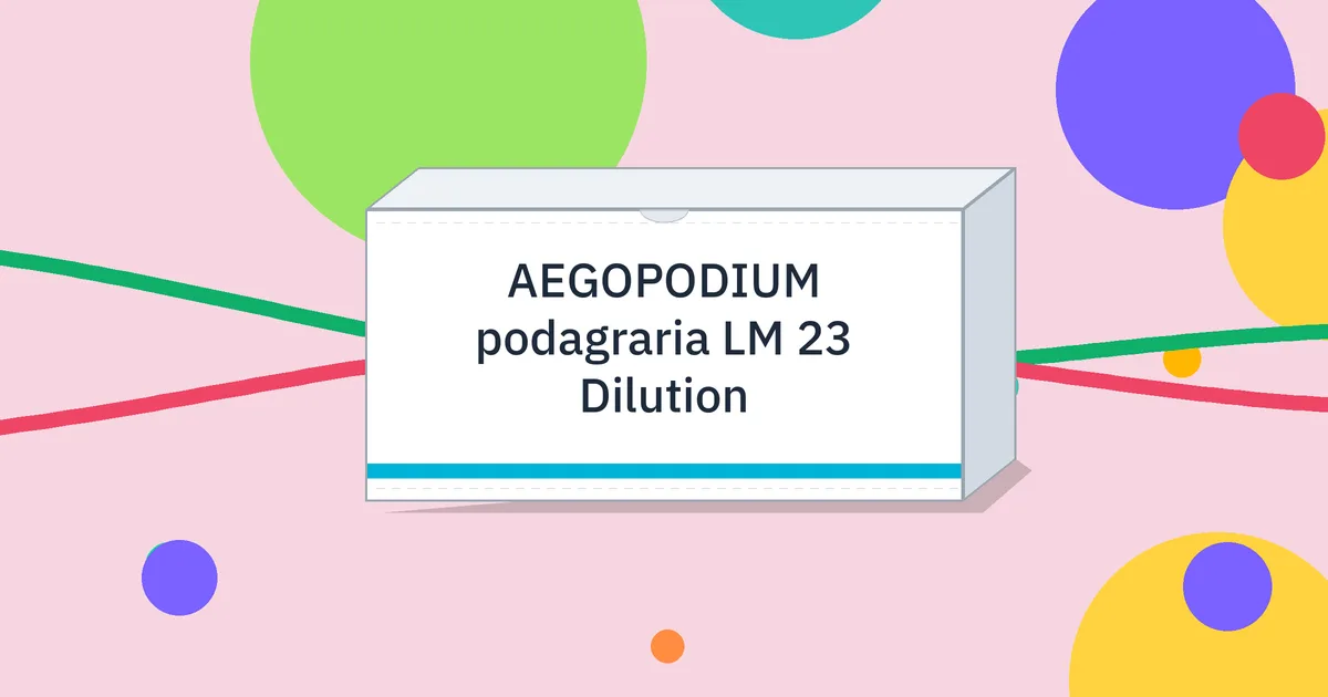 Symbolbild: Packung mit der Aufschrift AEGOPODIUM podagraria LM 23 Dilution (PZN 13298538) – Verfügbarkeit und Bezug in Apotheken in Frankfurt am Main