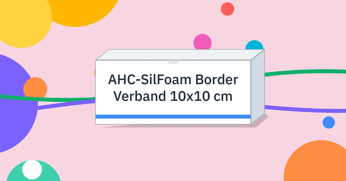 Symbolbild: Packung mit der Aufschrift AHC-SilFoam Border Verband 10x10 cm (PZN 18250051) – Verfügbarkeit und Bezug in Apotheken in Frankfurt am Main