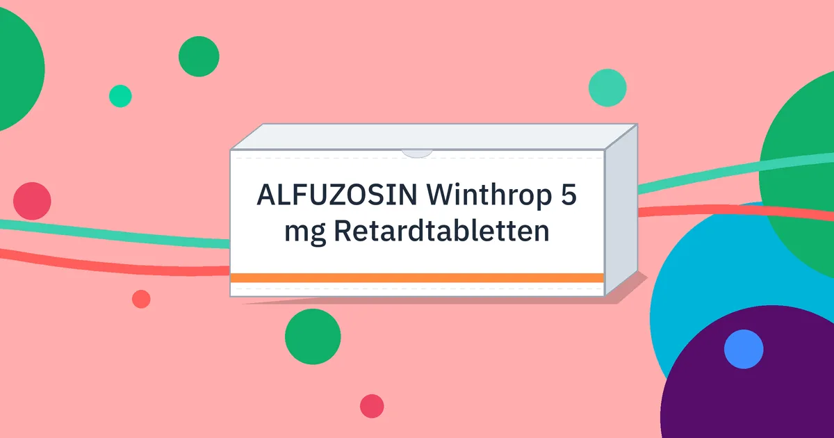 Symbolbild: Packung mit der Aufschrift ALFUZOSIN Winthrop 5 mg Retardtabletten (PZN 04967331) – Verfügbarkeit und Bezug in Apotheken in Frankfurt am Main