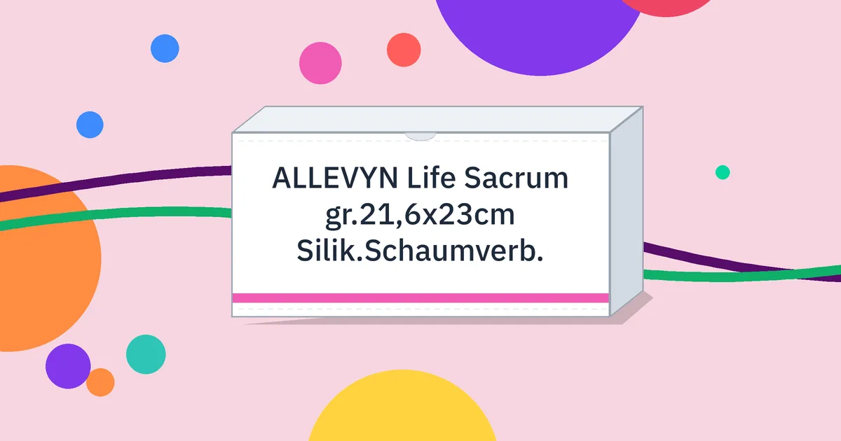 Symbolbild: Packung mit der Aufschrift ALLEVYN Life Sacrum gr.21,6x23cm Silik.Schaumverb. (PZN 19627486) – Verfügbarkeit und Bezug in Apotheken in Frankfurt am Main