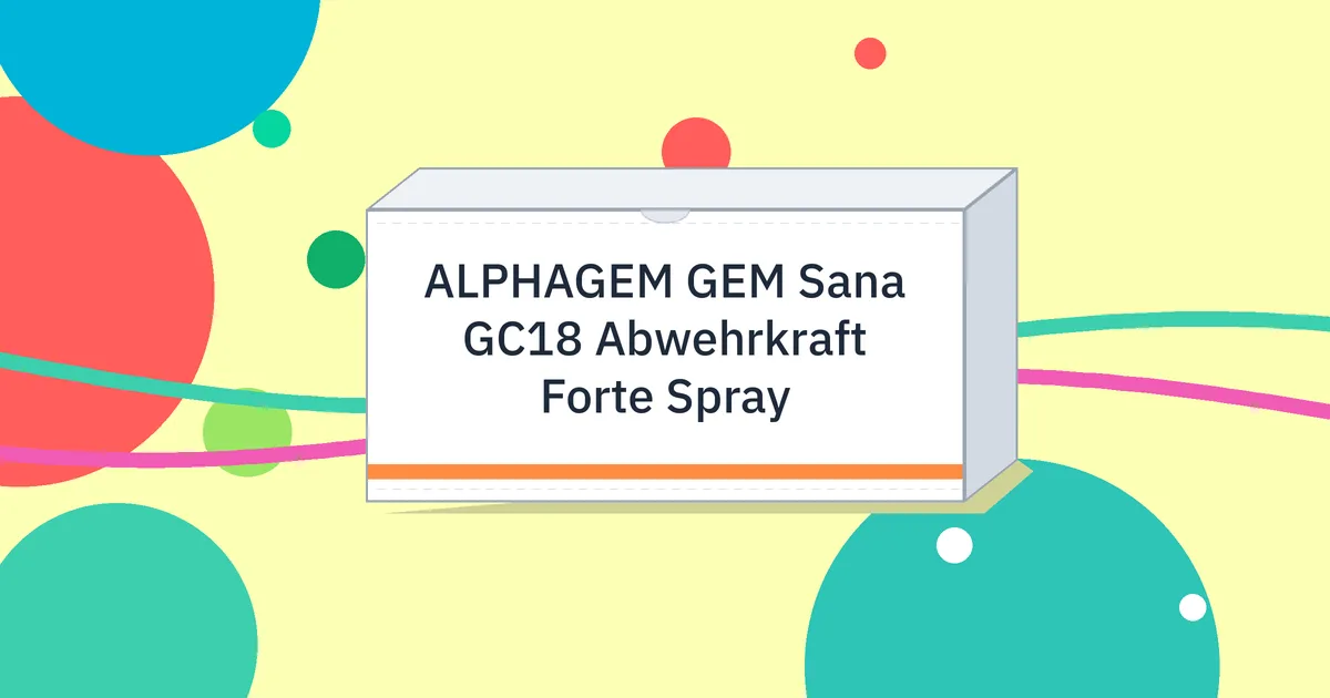 Symbolbild: Packung mit der Aufschrift ALPHAGEM GEM Sana GC18 Abwehrkraft Forte Spray (PZN 20298496) – Verfügbarkeit und Bezug in Apotheken in Frankfurt am Main