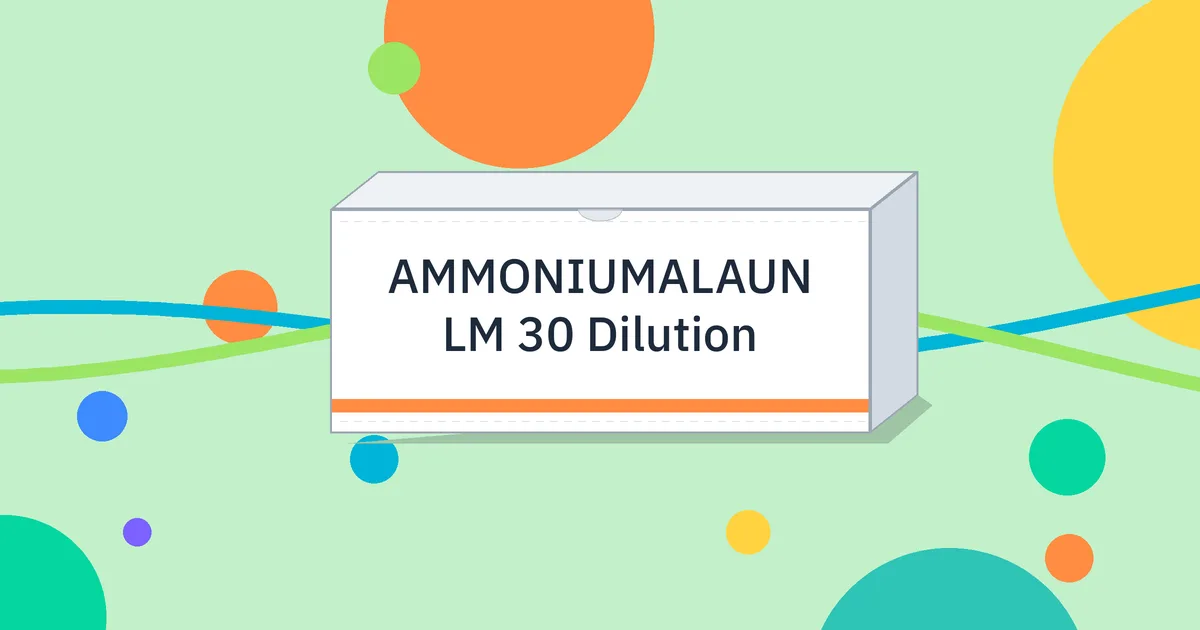 Symbolbild: Packung mit der Aufschrift AMMONIUMALAUN LM 30 Dilution (PZN 13324879) – Verfügbarkeit und Bezug in Apotheken in Frankfurt am Main