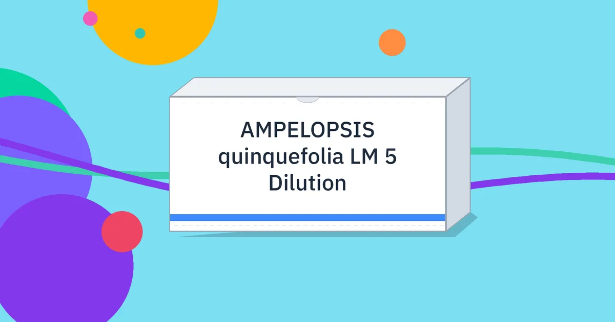 Symbolbild: Packung mit der Aufschrift AMPELOPSIS quinquefolia LM 5 Dilution (PZN 13325011) – Verfügbarkeit und Bezug in Apotheken in Frankfurt am Main