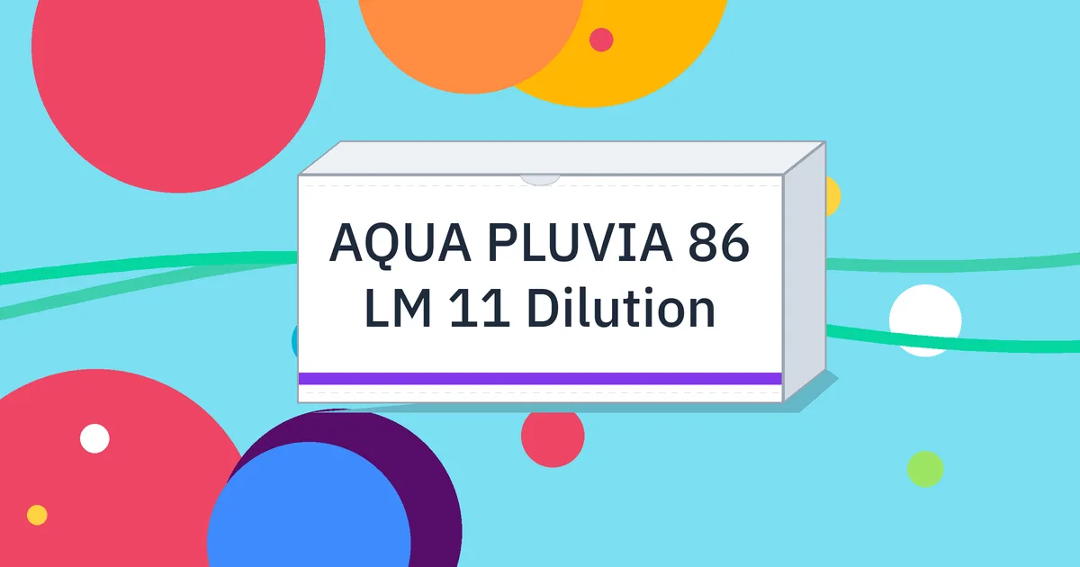Symbolbild: Packung mit der Aufschrift AQUA PLUVIA 86 LM 11 Dilution (PZN 12766411) – Verfügbarkeit und Bezug in Apotheken in Frankfurt am Main