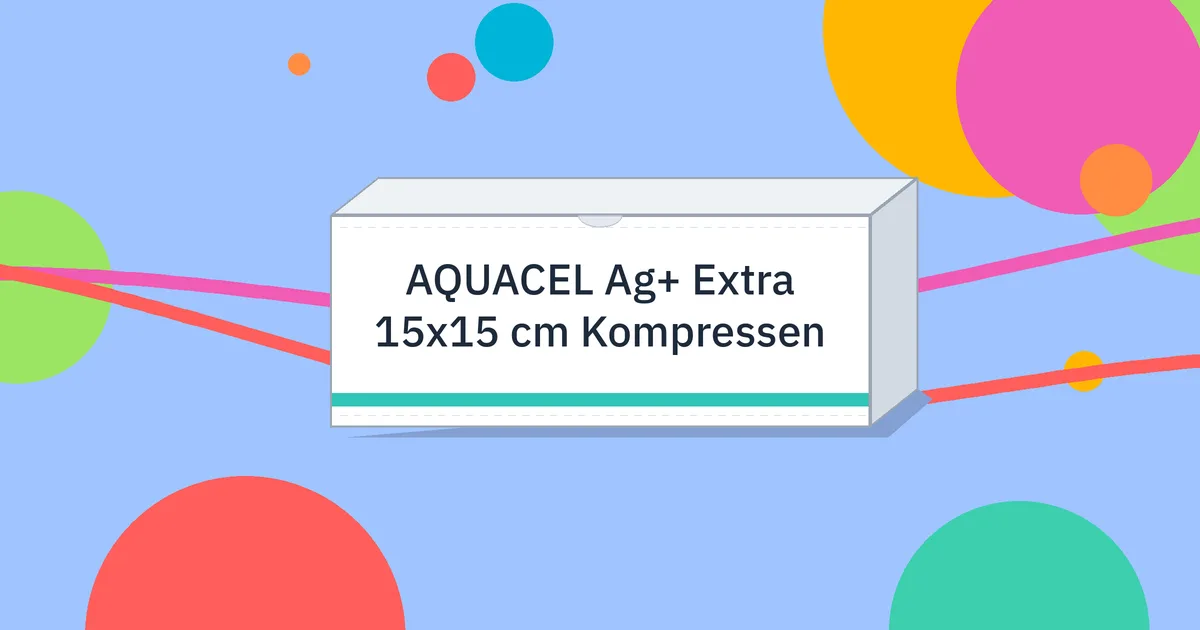 Symbolbild: Packung mit der Aufschrift AQUACEL Ag+ Extra 15x15 cm Kompressen (PZN 19729927) – Verfügbarkeit und Bezug in Apotheken in Frankfurt am Main