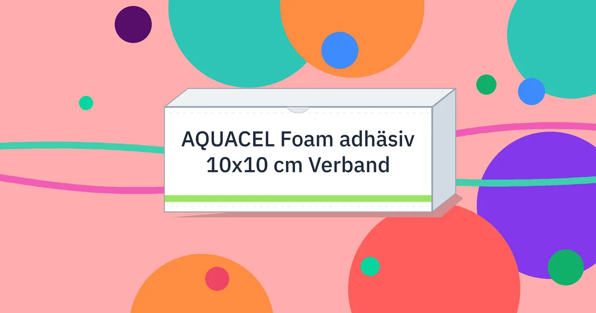 Symbolbild: Packung mit der Aufschrift AQUACEL Foam adhäsiv 10x10 cm Verband (PZN 19347893) – Verfügbarkeit und Bezug in Apotheken in Frankfurt am Main