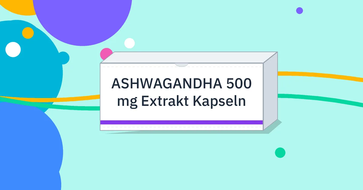 Symbolbild: Packung mit der Aufschrift ASHWAGANDHA 500 mg Extrakt Kapseln (PZN 15821754) – Verfügbarkeit und Bezug in Apotheken in Frankfurt am Main