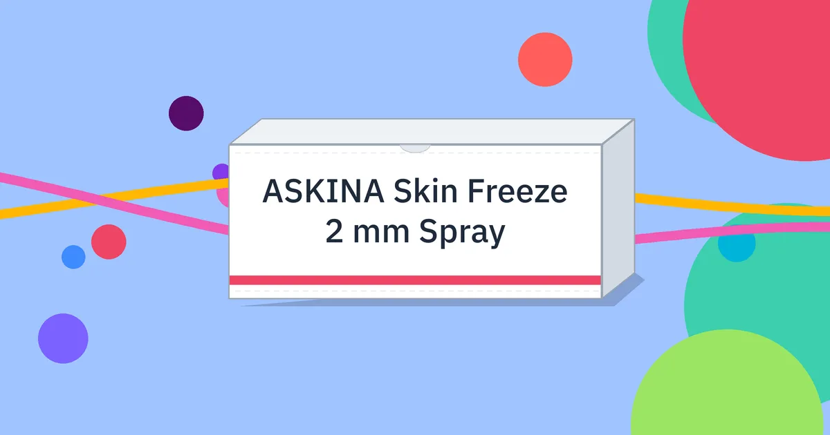 Symbolbild: Packung mit der Aufschrift ASKINA Skin Freeze 2 mm Spray (PZN 12736054) – Verfügbarkeit und Bezug in Apotheken in Frankfurt am Main