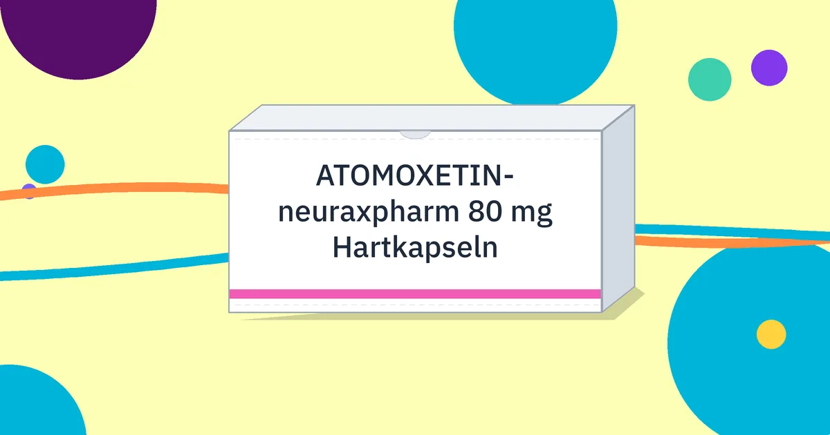 Symbolbild: Packung mit der Aufschrift ATOMOXETIN-neuraxpharm 80 mg Hartkapseln (PZN 14330310) – Verfügbarkeit und Bezug in Apotheken in Frankfurt am Main