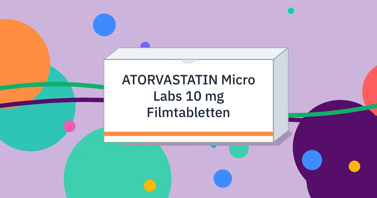 Symbolbild: Packung mit der Aufschrift ATORVASTATIN Micro Labs 10 mg Filmtabletten (PZN 19378557) – Verfügbarkeit und Bezug in Apotheken in Frankfurt am Main