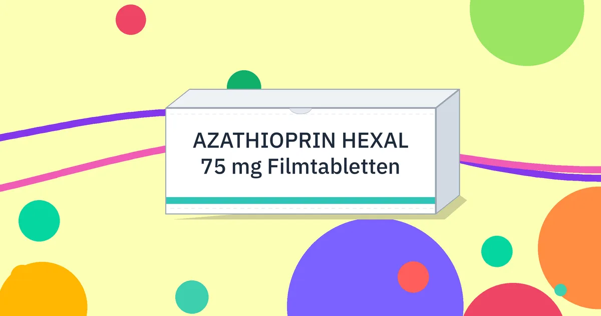 Symbolbild: Packung mit der Aufschrift AZATHIOPRIN HEXAL 75 mg Filmtabletten (PZN 07504413) – Verfügbarkeit und Bezug in Apotheken in Frankfurt am Main