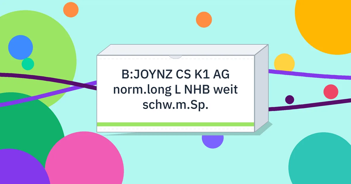 Symbolbild: Packung mit der Aufschrift B:JOYNZ CS K1 AG norm.long L NHB weit schw.m.Sp. (PZN 20532213) – Verfügbarkeit und Bezug in Apotheken in Frankfurt am Main