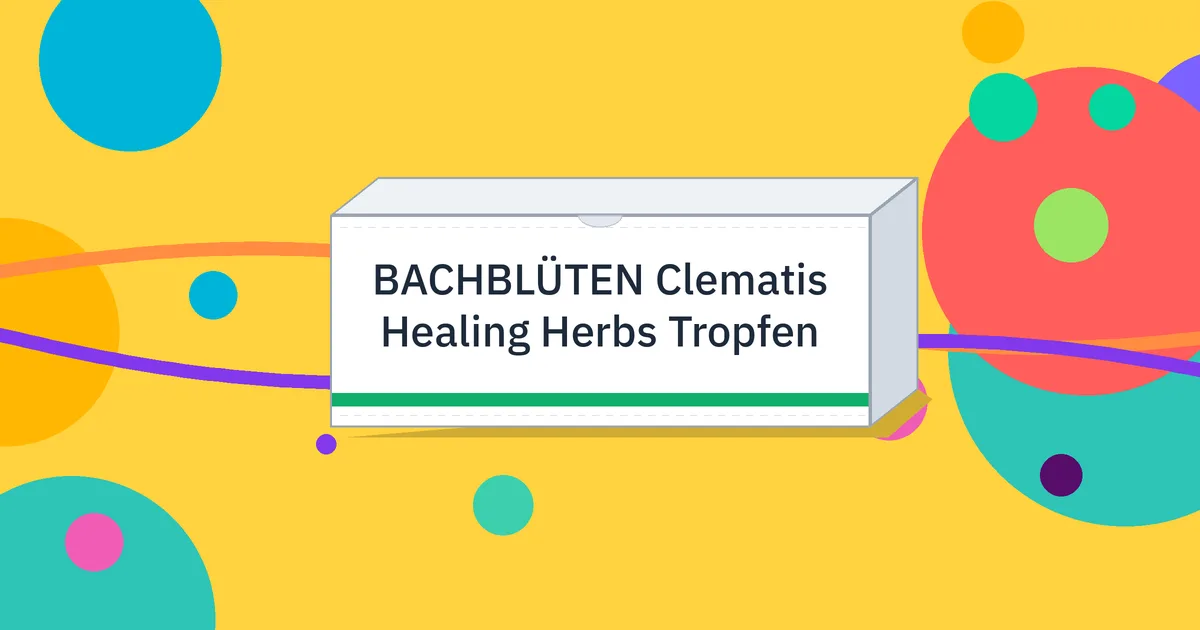 Symbolbild: Packung mit der Aufschrift BACHBLÜTEN Clematis Healing Herbs Tropfen (PZN 07363390) – Verfügbarkeit und Bezug in Apotheken in Frankfurt am Main