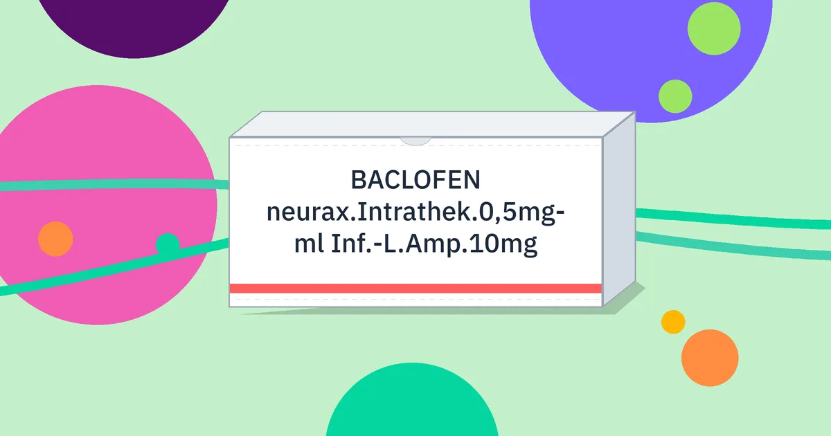 Symbolbild: Packung mit der Aufschrift BACLOFEN neurax.Intrathek.0,5mg-ml Inf.-L.Amp.10mg (PZN 17308162) – Verfügbarkeit und Bezug in Apotheken in Frankfurt am Main