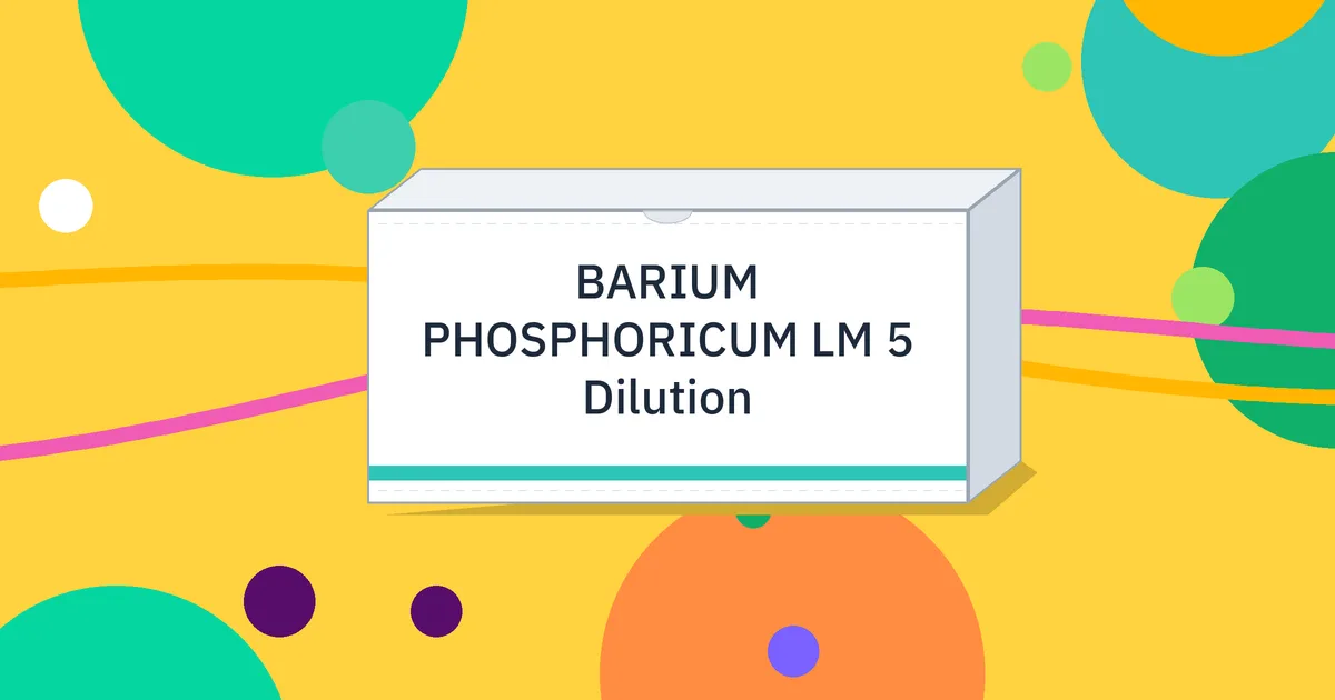 Symbolbild: Packung mit der Aufschrift BARIUM PHOSPHORICUM LM 5 Dilution (PZN 13379136) – Verfügbarkeit und Bezug in Apotheken in Frankfurt am Main
