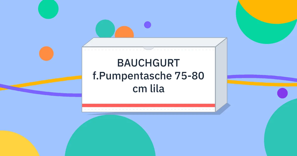 Symbolbild: Packung mit der Aufschrift BAUCHGURT f.Pumpentasche 75-80 cm lila (PZN 11552530) – Verfügbarkeit und Bezug in Apotheken in Frankfurt am Main