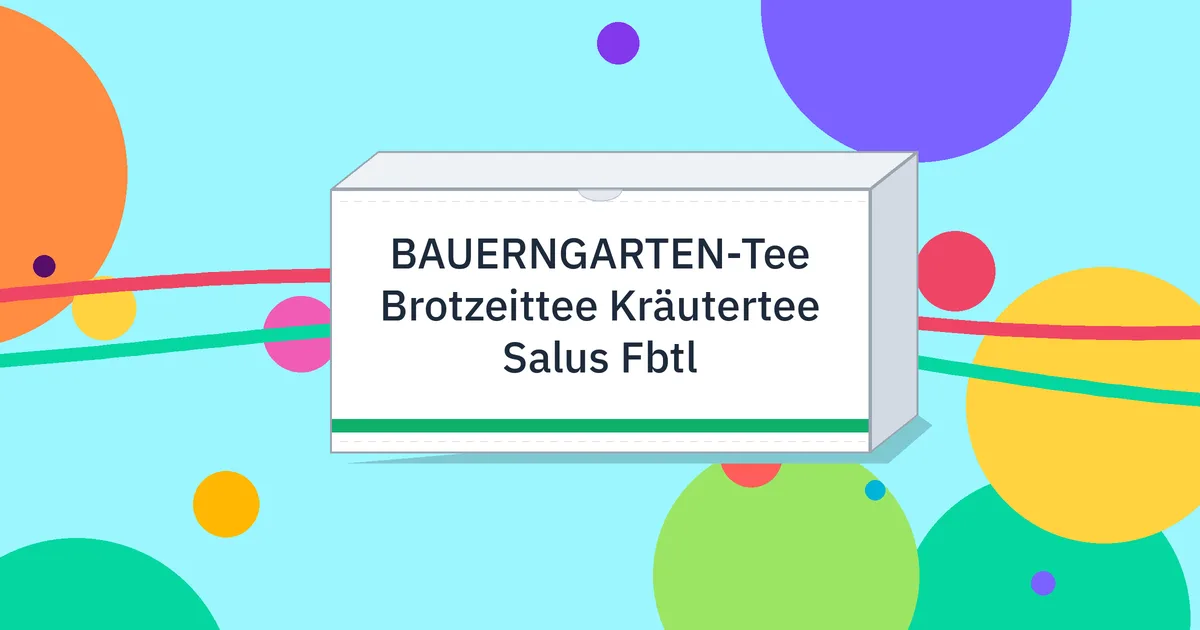 Symbolbild: Packung mit der Aufschrift BAUERNGARTEN-Tee Brotzeittee Kräutertee Salus Fbtl (PZN 12543125) – Verfügbarkeit und Bezug in Apotheken in Frankfurt am Main