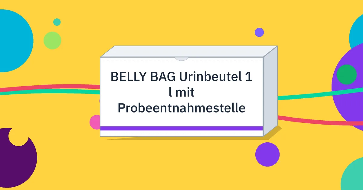Symbolbild: Packung mit der Aufschrift BELLY BAG Urinbeutel 1 l mit Probeentnahmestelle (PZN 06603975) – Verfügbarkeit und Bezug in Apotheken in Frankfurt am Main