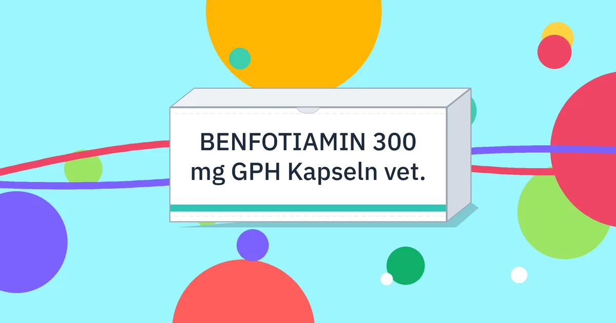 Symbolbild: Packung mit der Aufschrift BENFOTIAMIN 300 mg GPH Kapseln vet. (PZN 19248441) – Verfügbarkeit und Bezug in Apotheken in Frankfurt am Main