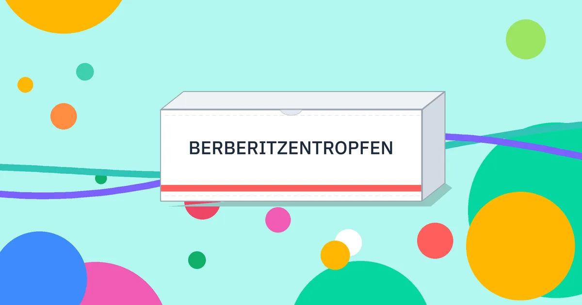 Symbolbild: Packung mit der Aufschrift BERBERITZENTROPFEN (PZN 11365408) – Verfügbarkeit und Bezug in Apotheken in Frankfurt am Main
