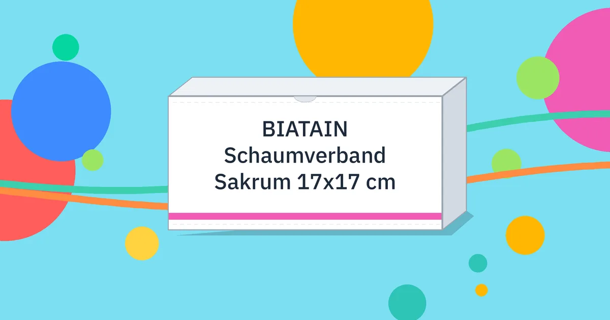 Symbolbild: Packung mit der Aufschrift BIATAIN Schaumverband Sakrum 17x17 cm (PZN 11116823) – Verfügbarkeit und Bezug in Apotheken in Frankfurt am Main
