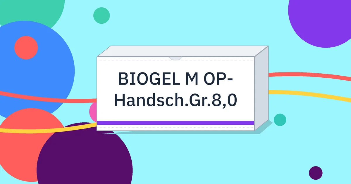 Symbolbild: Packung mit der Aufschrift BIOGEL M OP-Handsch.Gr.8,0 (PZN 03987432) – Verfügbarkeit und Bezug in Apotheken in Frankfurt am Main