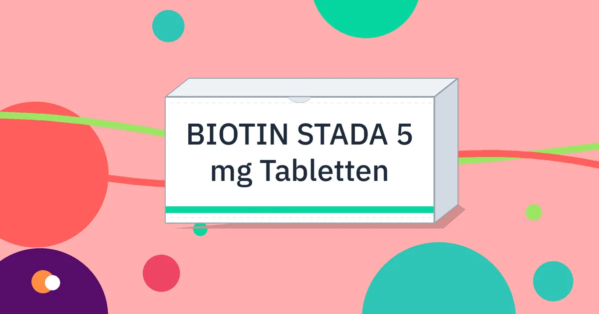 Symbolbild: Packung mit der Aufschrift BIOTIN STADA 5 mg Tabletten (PZN 01328582) – Verfügbarkeit und Bezug in Apotheken in Frankfurt am Main
