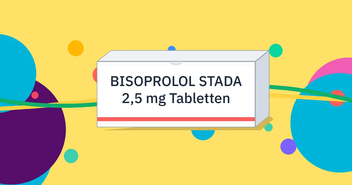Symbolbild: Packung mit der Aufschrift BISOPROLOL STADA 2,5 mg Tabletten (PZN 06808832) – Verfügbarkeit und Bezug in Apotheken in Frankfurt am Main