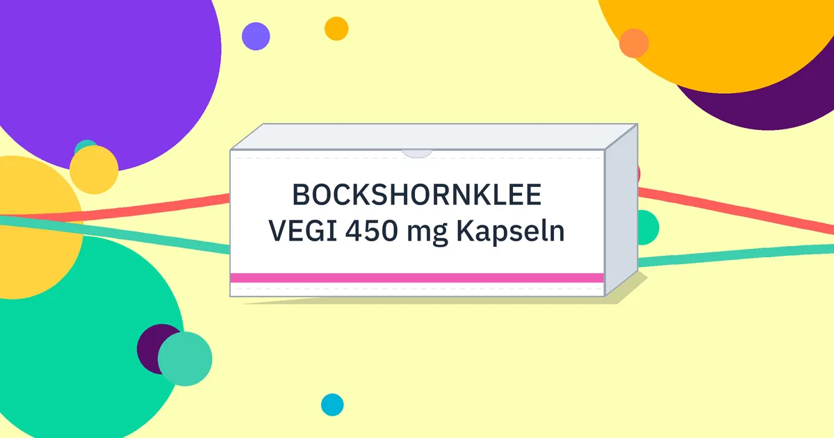 Symbolbild: Packung mit der Aufschrift BOCKSHORNKLEE VEGI 450 mg Kapseln (PZN 19957551) – Verfügbarkeit und Bezug in Apotheken in Frankfurt am Main