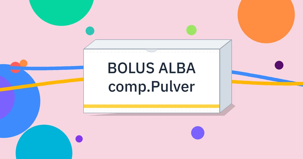 Symbolbild: Packung mit der Aufschrift BOLUS ALBA comp.Pulver (PZN 10347006) – Verfügbarkeit und Bezug in Apotheken in Frankfurt am Main