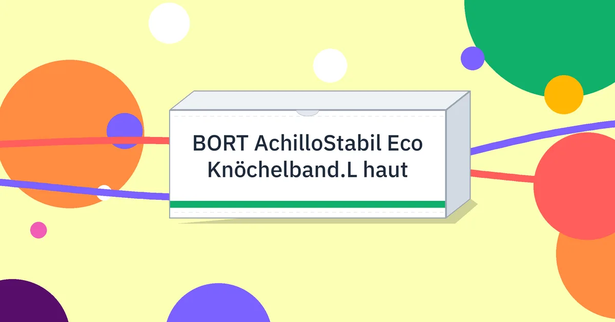 Symbolbild: Packung mit der Aufschrift BORT AchilloStabil Eco Knöchelband.L haut (PZN 09461027) – Verfügbarkeit und Bezug in Apotheken in Frankfurt am Main