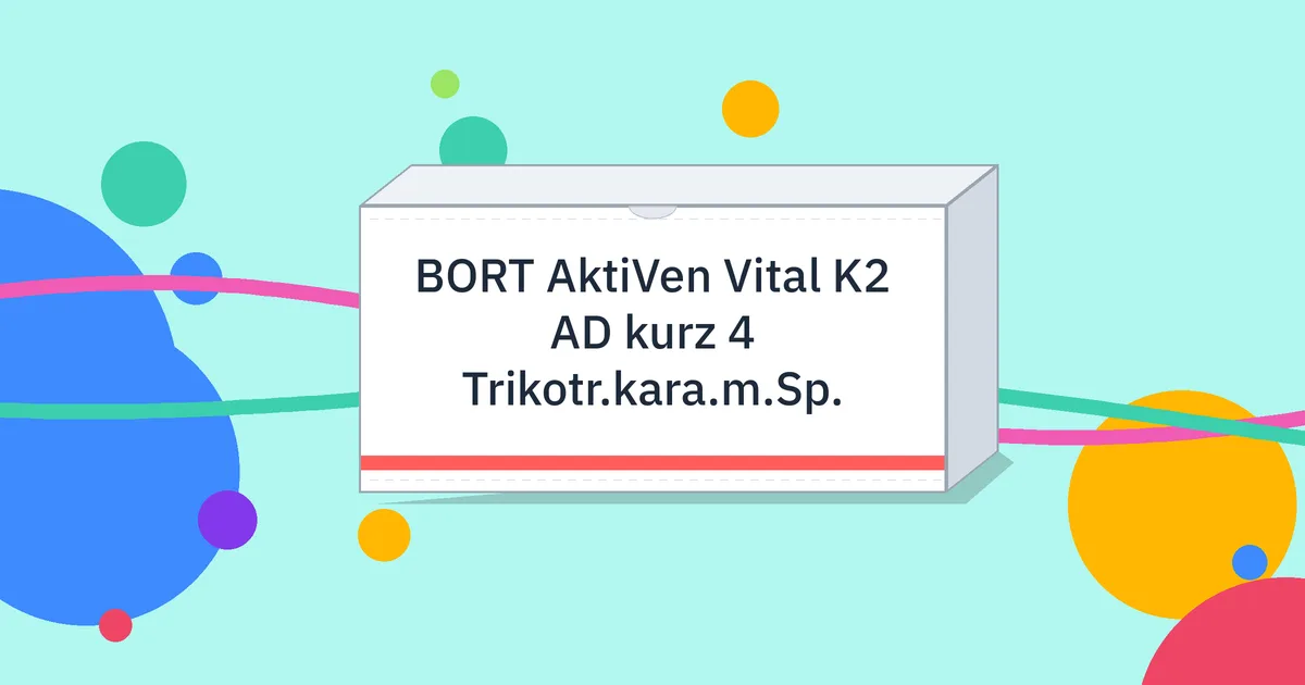 Symbolbild: Packung mit der Aufschrift BORT AktiVen Vital K2 AD kurz 4 Trikotr.kara.m.Sp. (PZN 12549518) – Verfügbarkeit und Bezug in Apotheken in Frankfurt am Main
